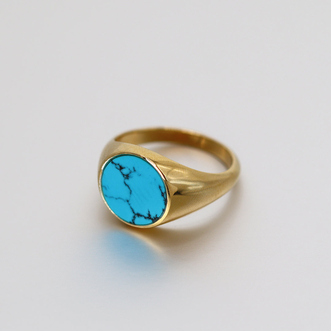 Round Signet Flat Stone Ring – Saints Gold Co.
